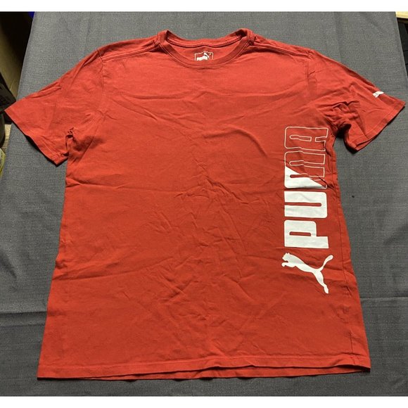 Puma | Shirts | Puma Red Logo Graphic Tee Crew Neck Medium | Poshmark